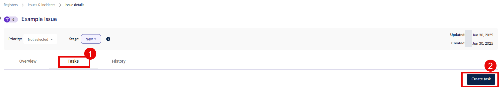 Creating issue tasks